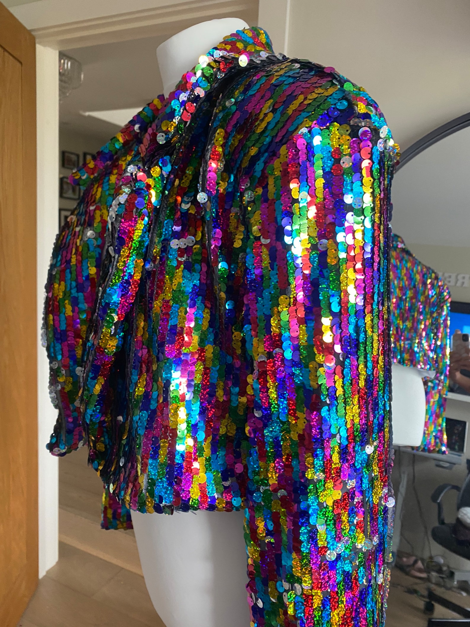 Rainbow Sequin Cropped Blazer Jacket Handmade Limited Edition - Etsy