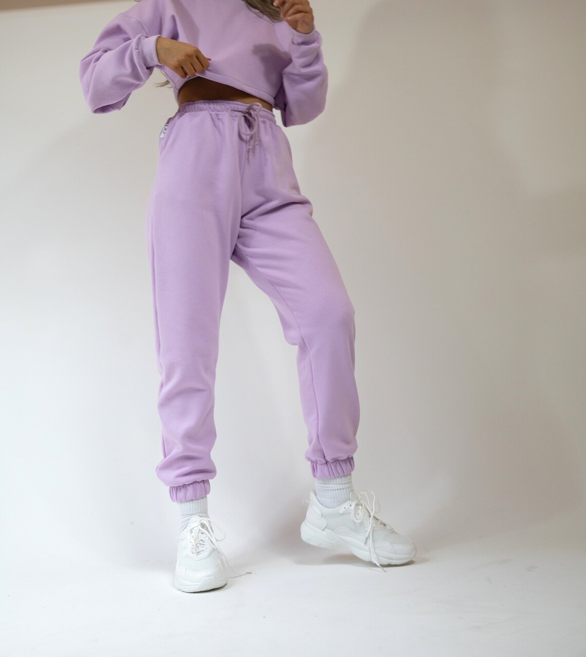 Lilac Crop Sweatshirt Jumper Loungewear Handmade - Etsy