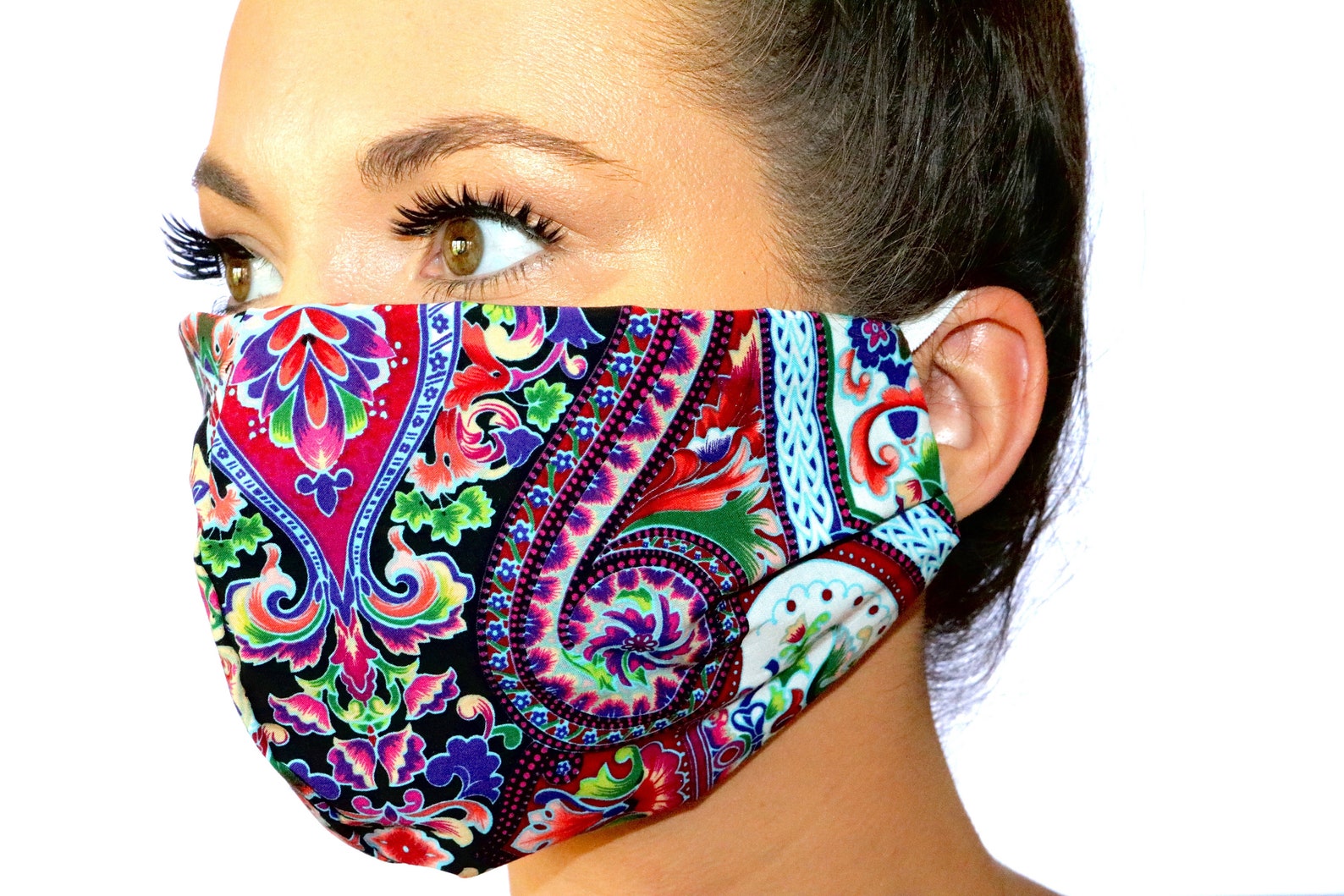 Multi Colour Paisley Face Mask Handmade in UK - Etsy