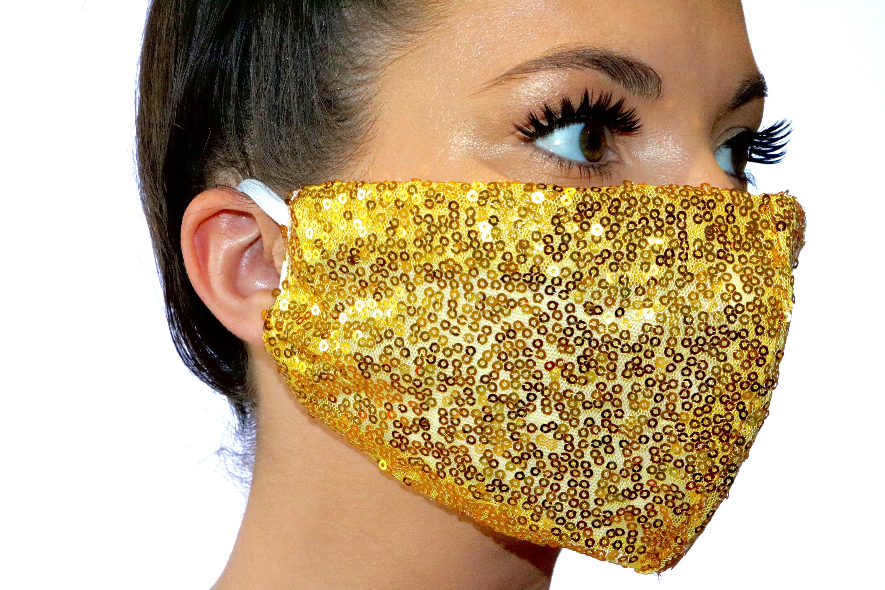 Gold sequin Face mask handmade in UK | Etsy