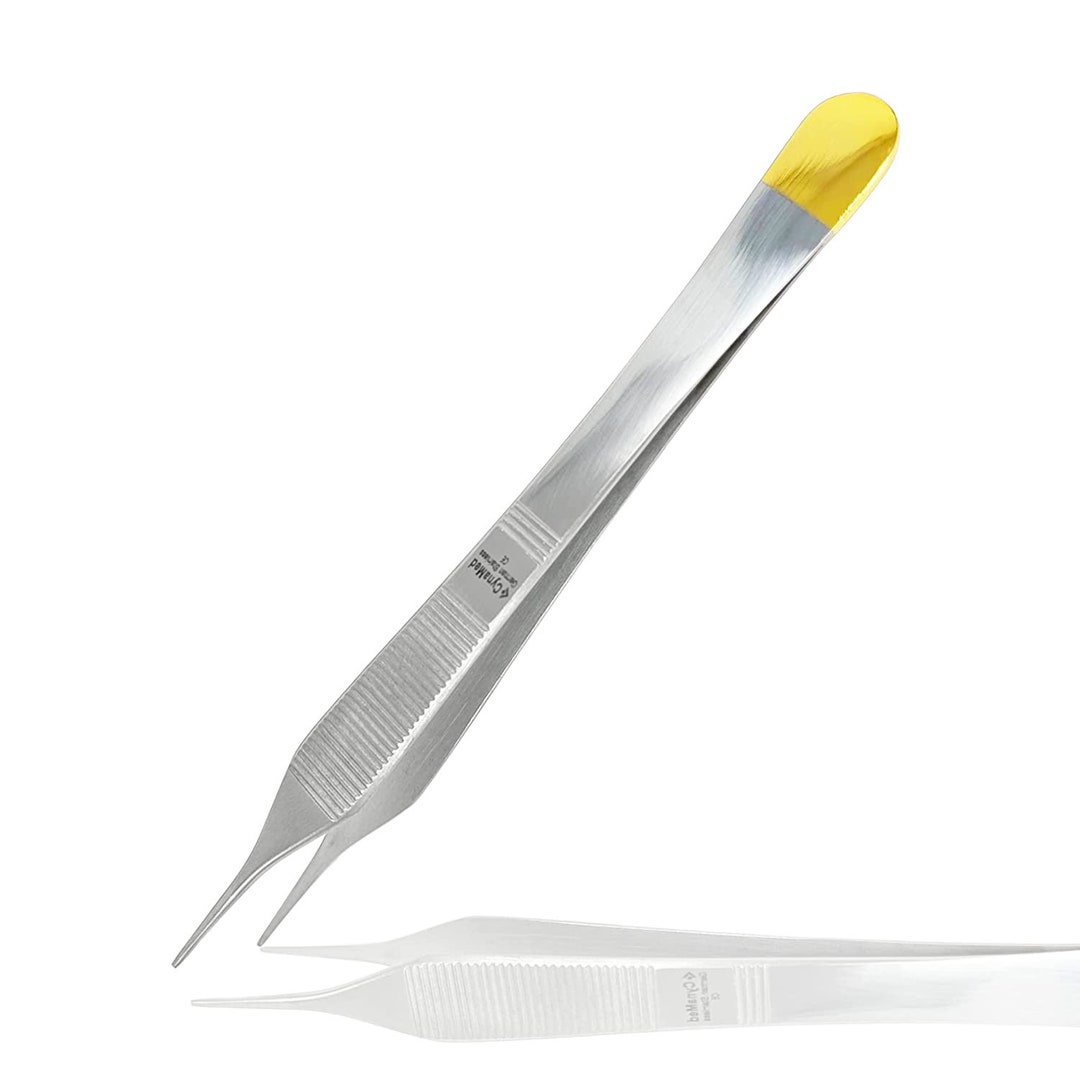Hand Crafted Cynamed Adson Forceps With Gold Handle 6 In. Straight ...