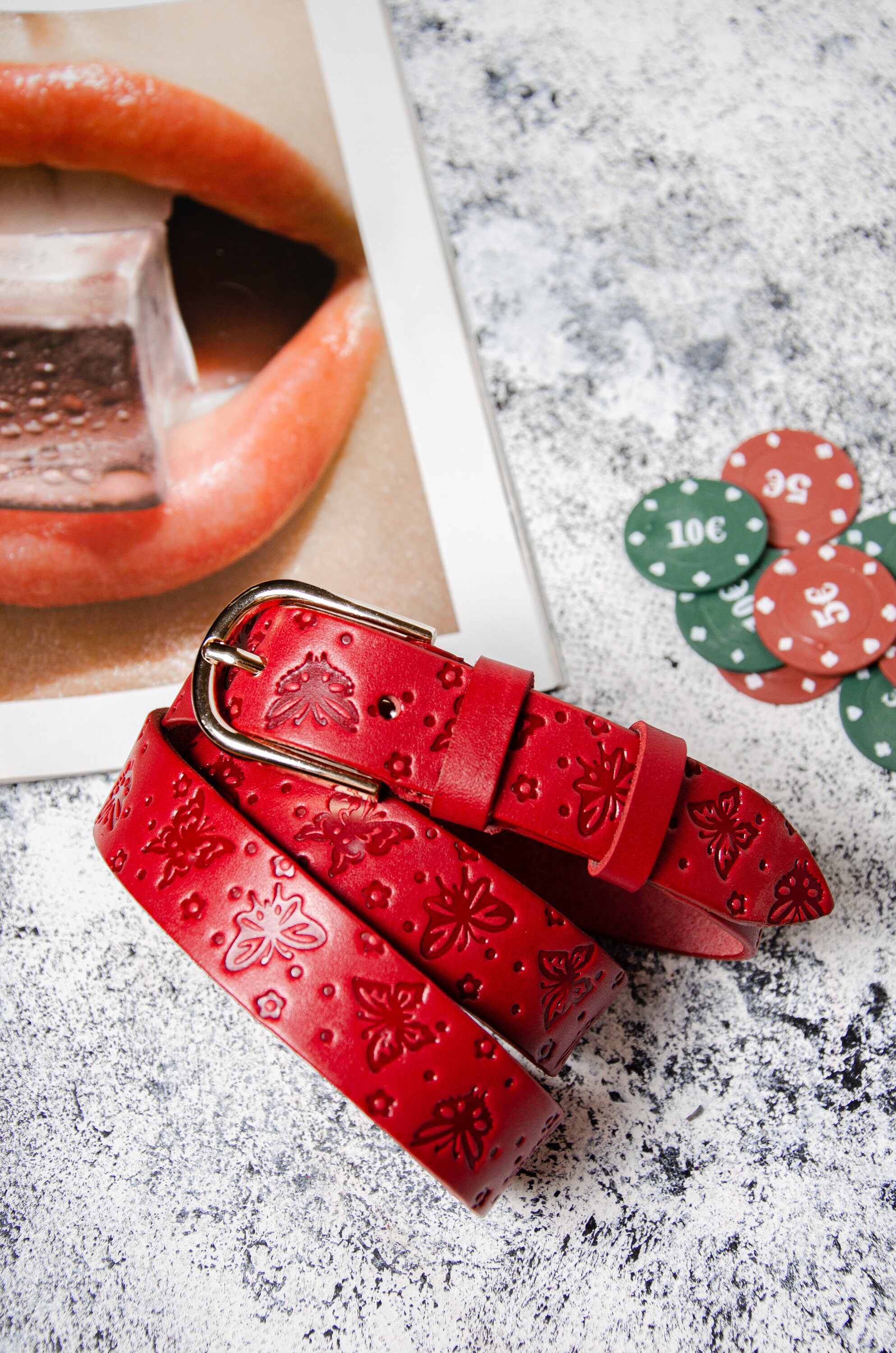 Red Belt With Gift Box Leather Belt Womens Leather Belt Red - Etsy