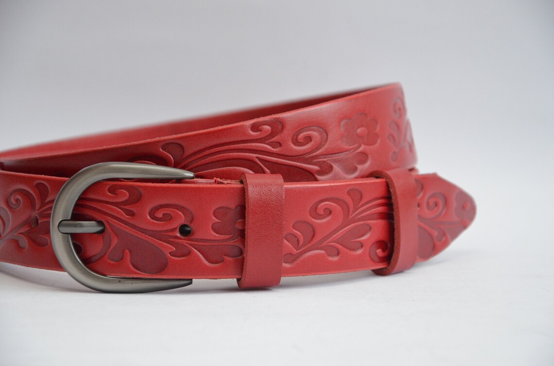 Red Belt With Gift Box Leather Belt Womens Leather Belt Red - Etsy