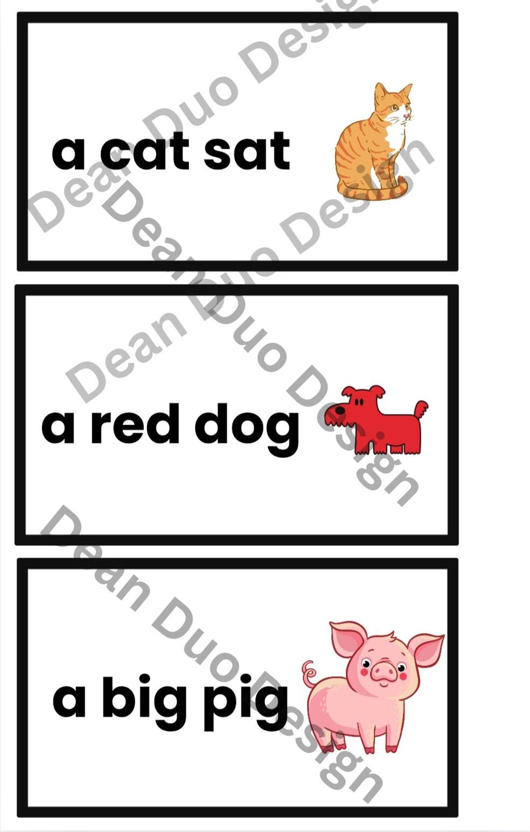 Interactive CVC Short Sentence Cards With Pictures | Early Reading ...