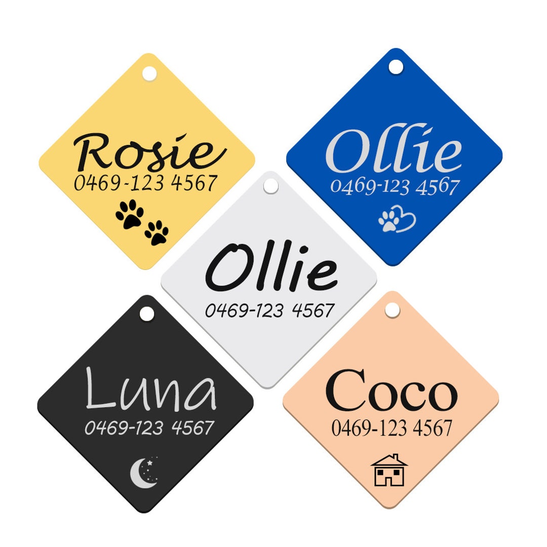 Custom, Square Dog Tags, Dog ID Tag, Small Dog Id Tag, Pet Id Tag, Dog ...