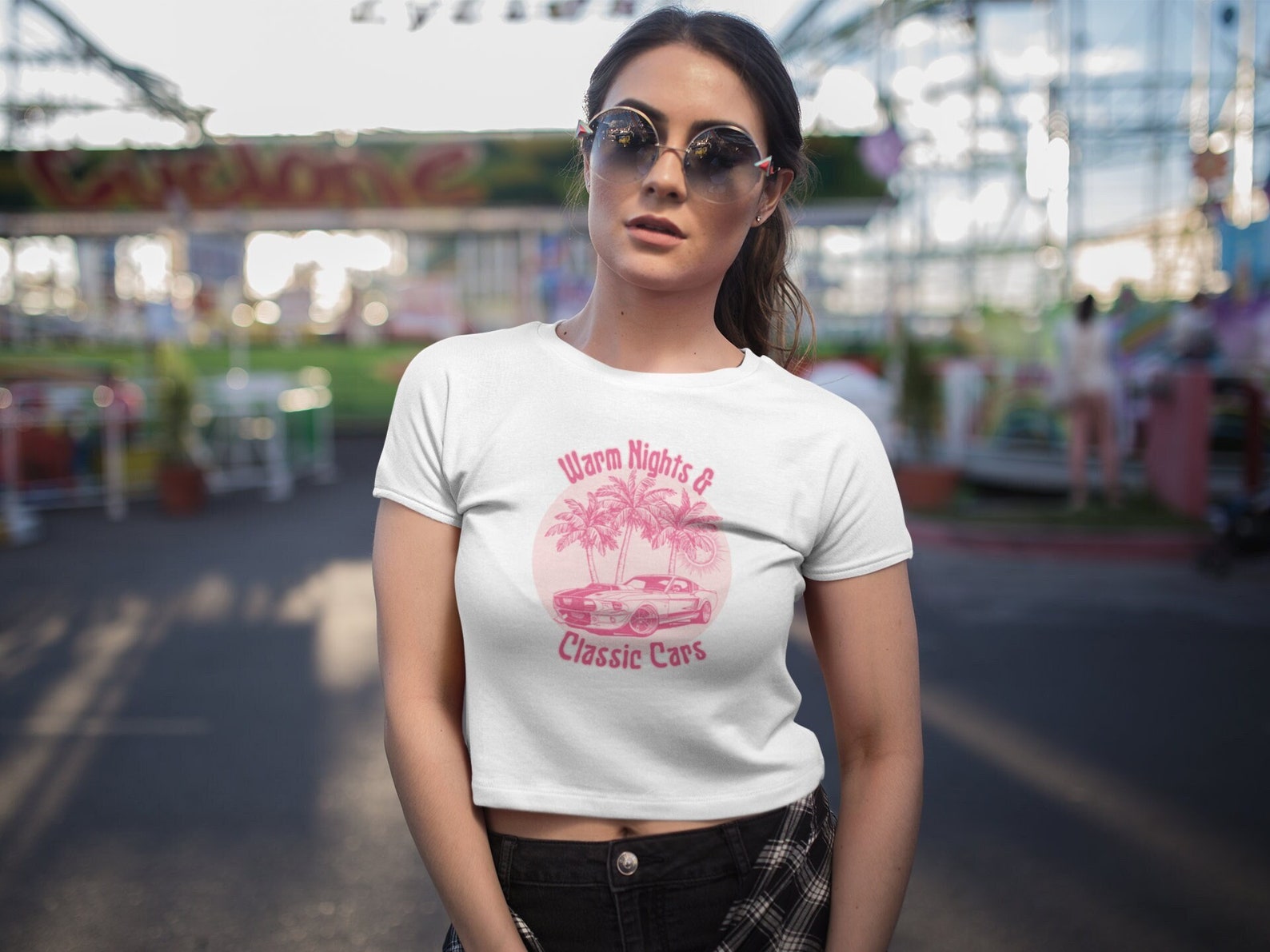 Classic Car Girl Crop Top, Summer Car Tshirt, Car Girl Crop Top ...