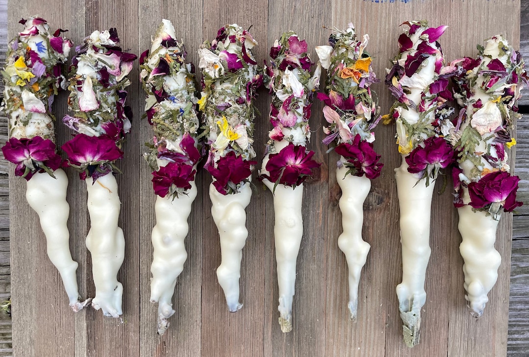 Handcrafted Mullein Witch Torch, Beeswax Herbal Outdoor Candle, Holy ...