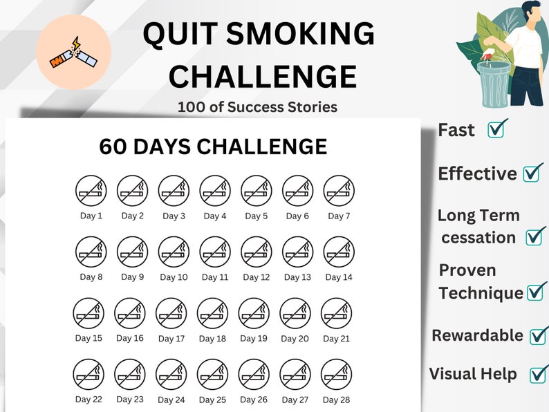 Proven QUIT SMOKING PRINTABLE Visual Challenge Nicostop - Etsy