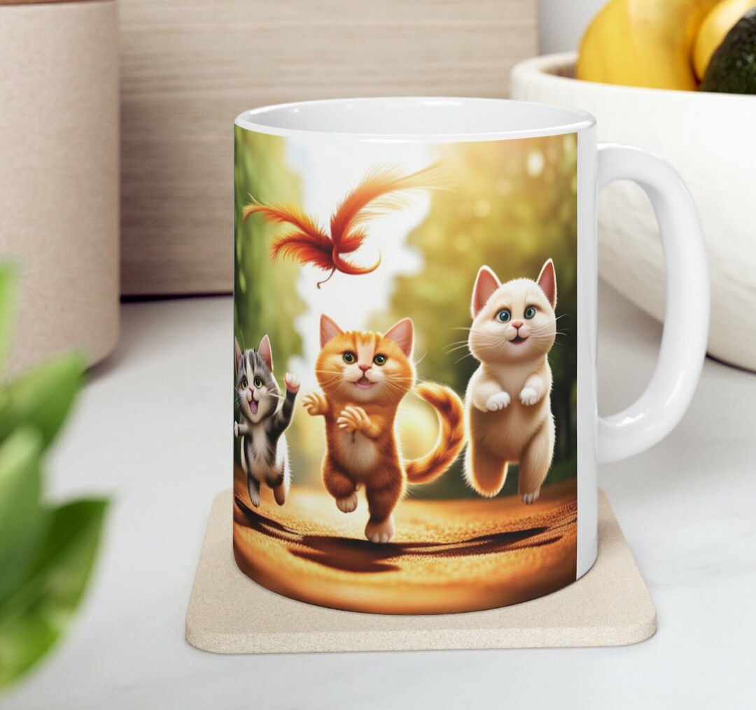 Cats & Coffee Bliss V2 Cute Felines Frolics on a Mug Ideal Mother's Day ...