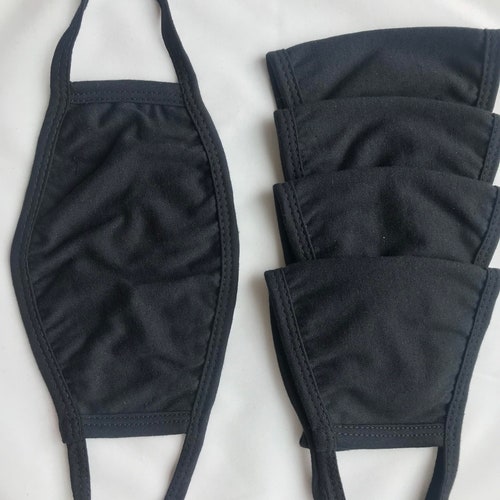 Plain Cotton Black Face Masks Reusable Triple Layer Adult - Etsy