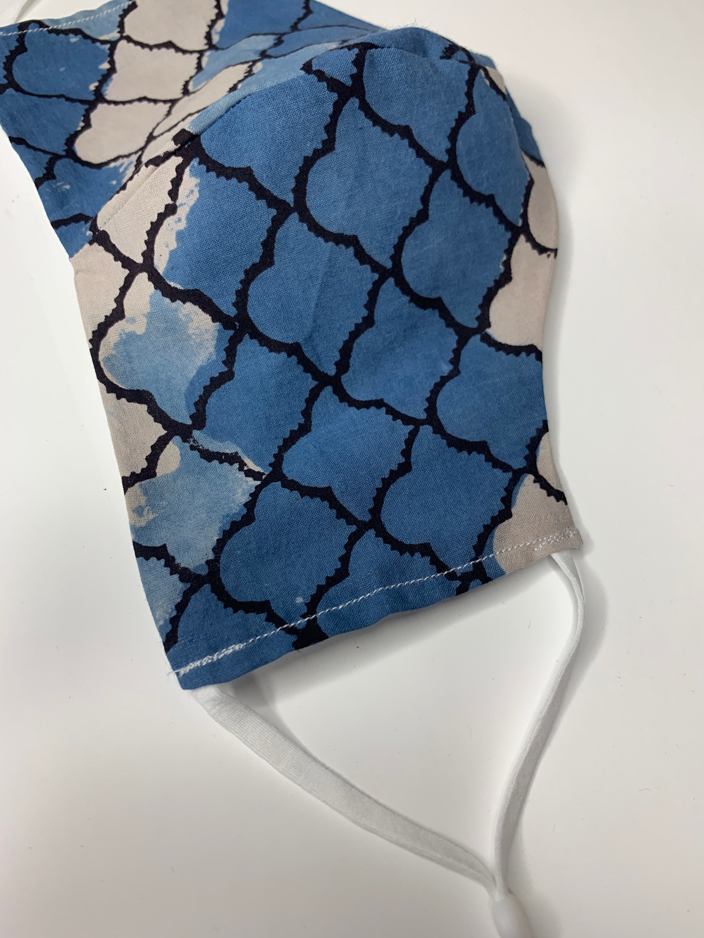 100% Organic Cotton Block Print Double Layer Face Mask - Etsy UK