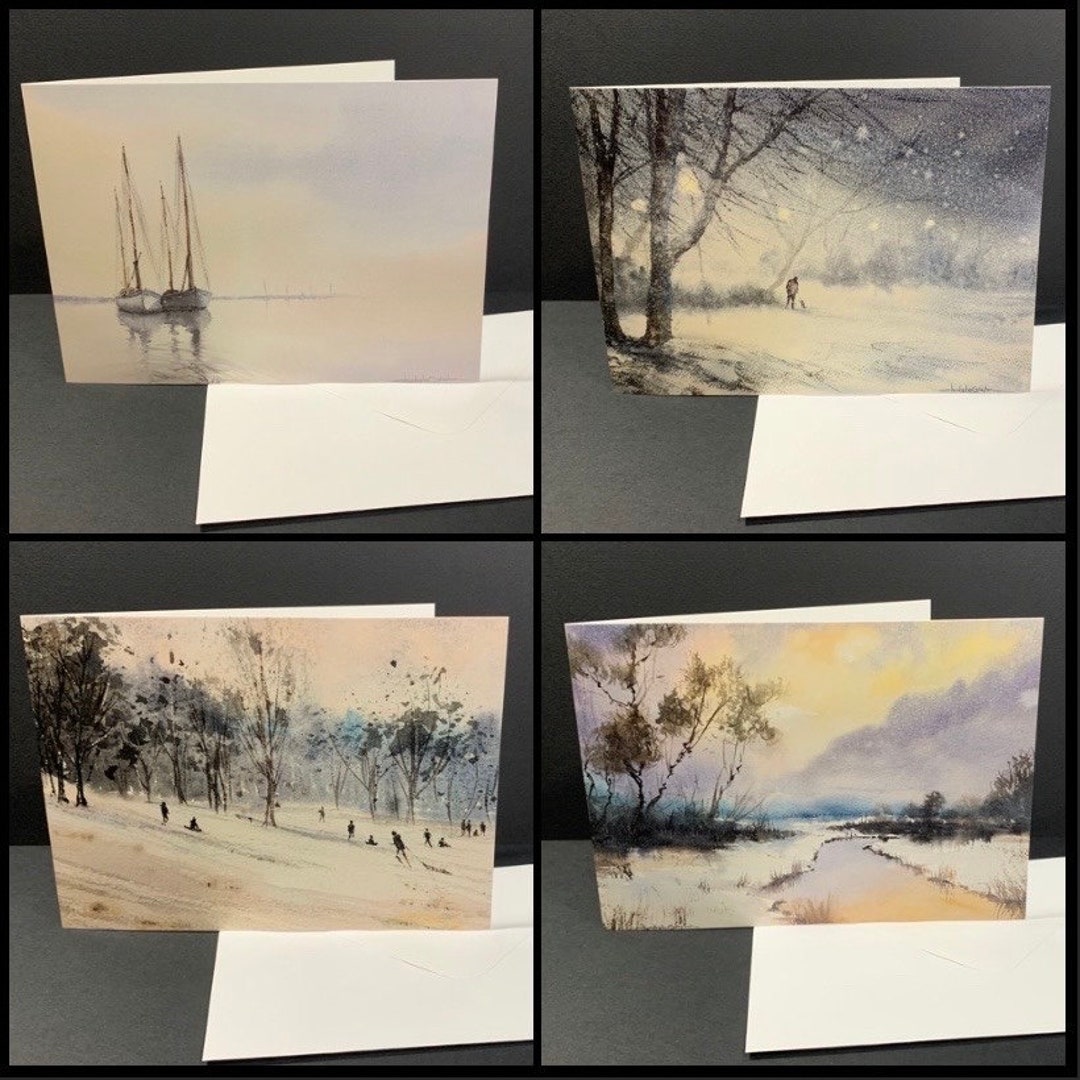 Pack of 4 Fine Art Greetings Cards by Christopher Stephen Art - Etsy