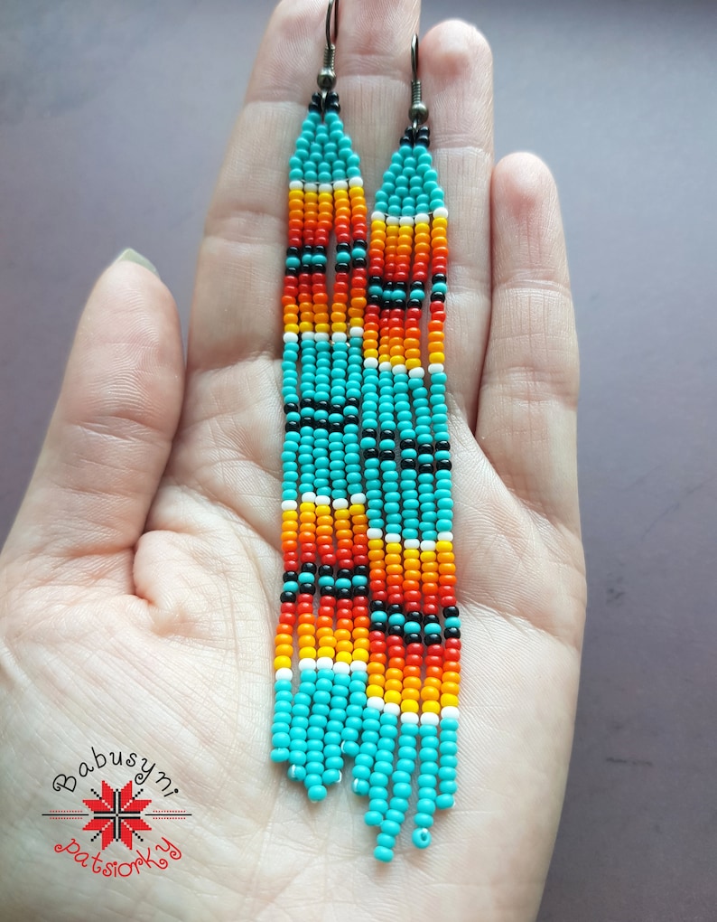 Native Style Earrings Southwest Design Seed Bead Earrings - Etsy