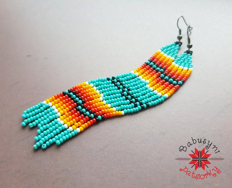Native Style Earrings Southwest Design Seed Bead Earrings - Etsy