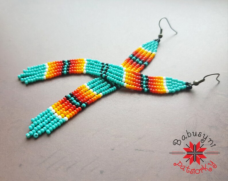 Native Style Earrings Southwest Design Seed Bead Earrings - Etsy