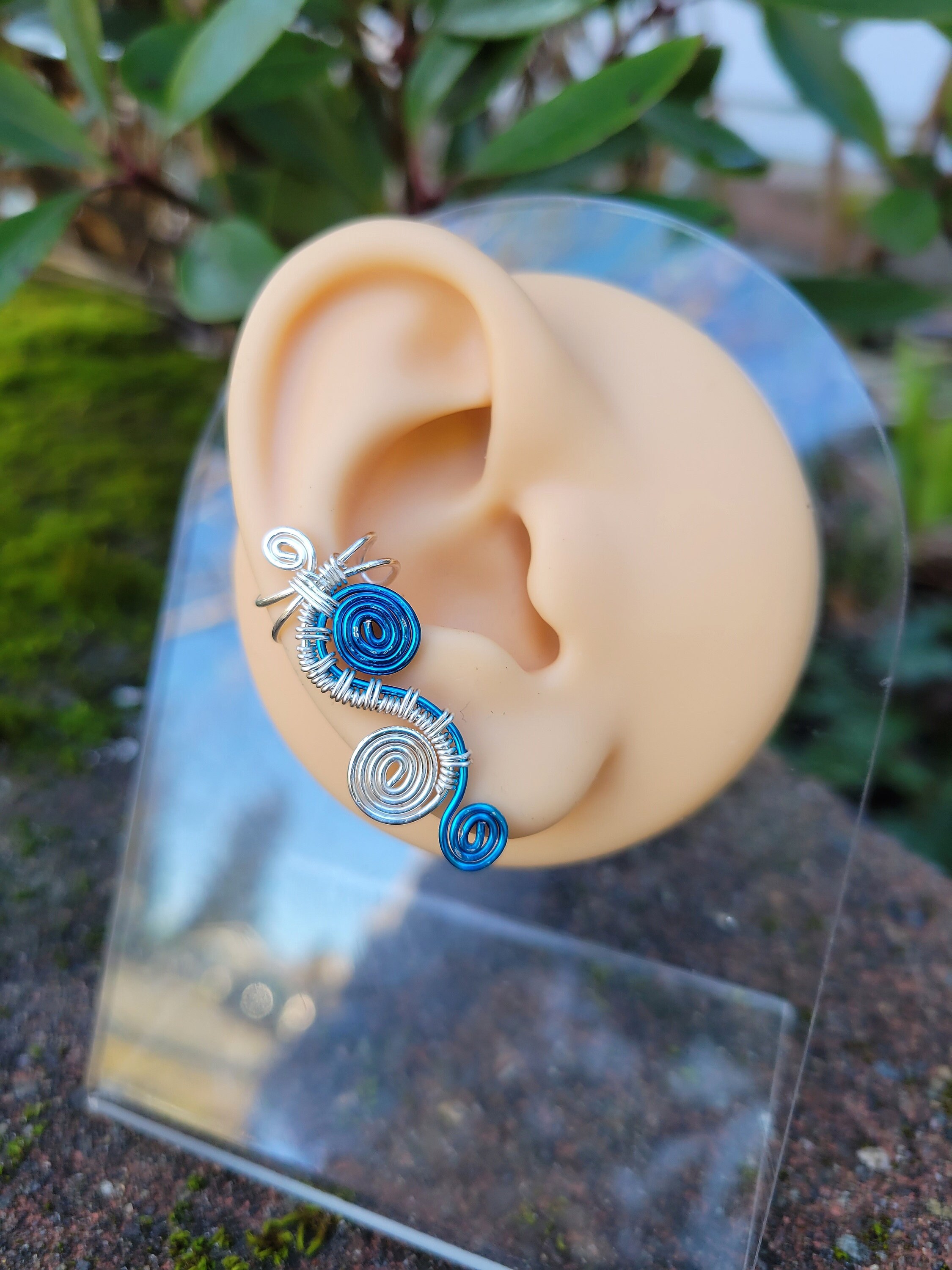 Blue and Silver Ear Cuff - Etsy