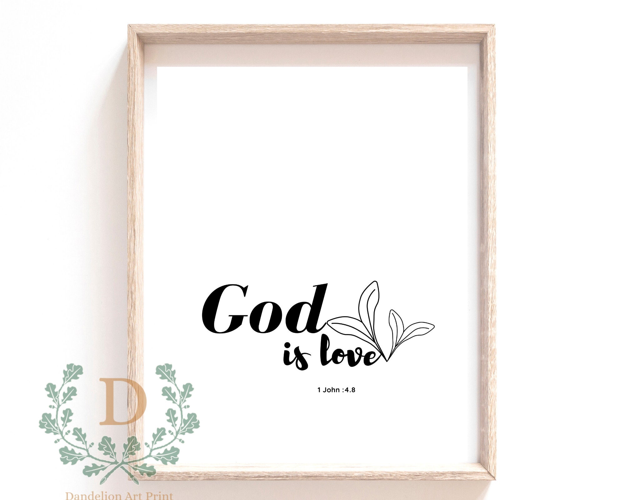 God is Love (1 John 4:8), Bible Verse Digital Art, Minimal and Modern ...