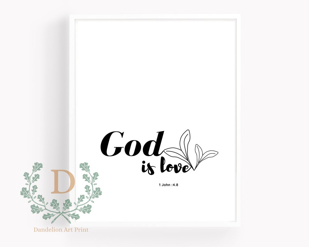 God is Love (1 John 4:8), Bible Verse Digital Art, Minimal and Modern ...
