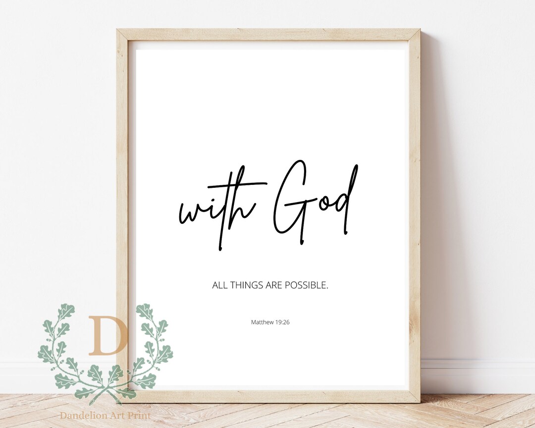 With God, All Things Are Possible ( Matthew 19:26), Bible Verse Digital ...