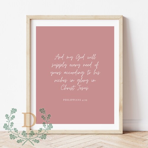 Philippians 4:19 Printable Wall Art Modern Christian Minimal - Etsy