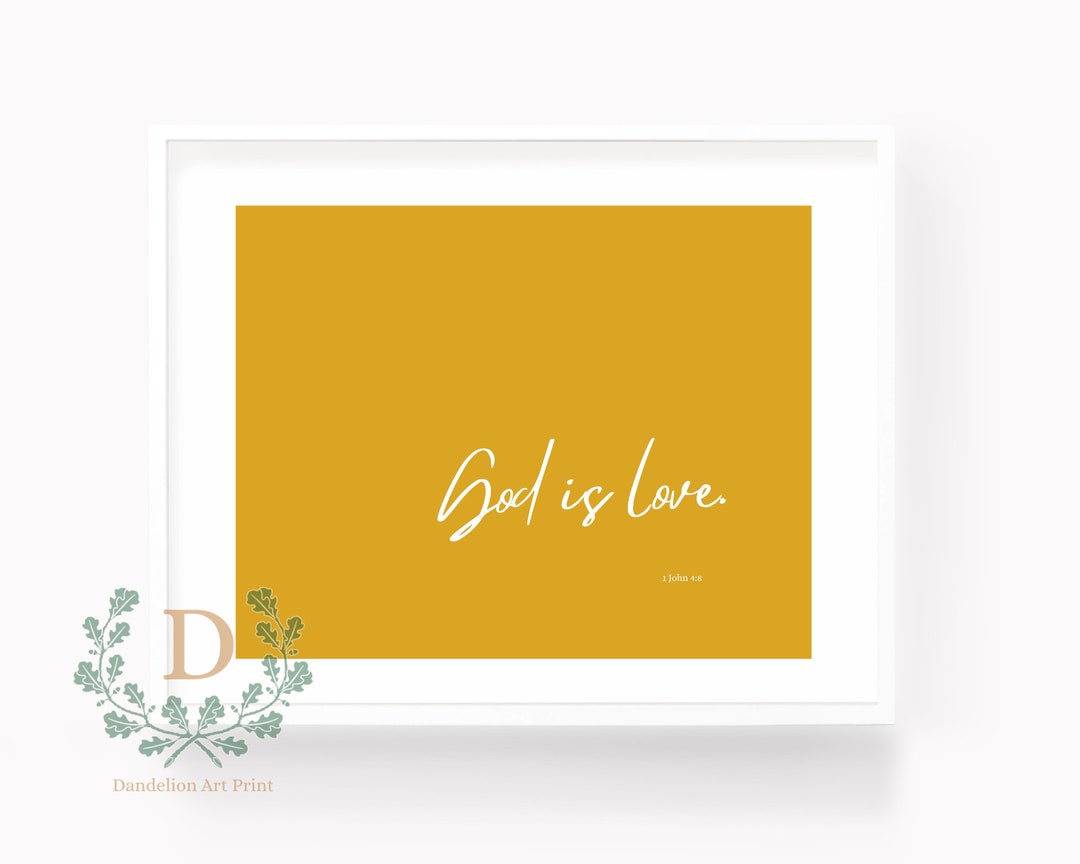 God is Love (1 John 4:8), Bible Verse Digital Art, Minimal and Modern ...