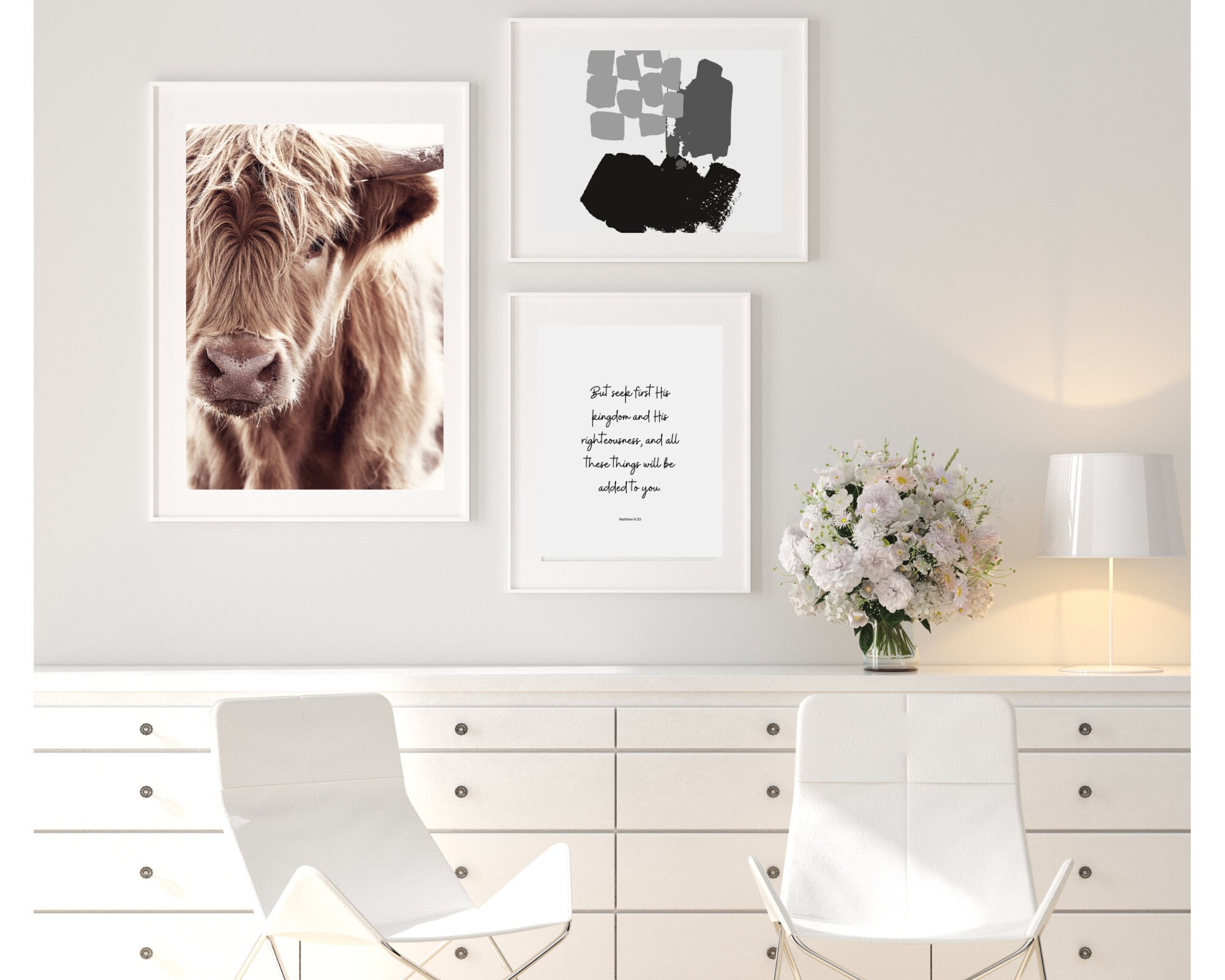 Highland Cow Photo Wall Art Wall Decor Minimal Print Modern - Etsy Hong ...