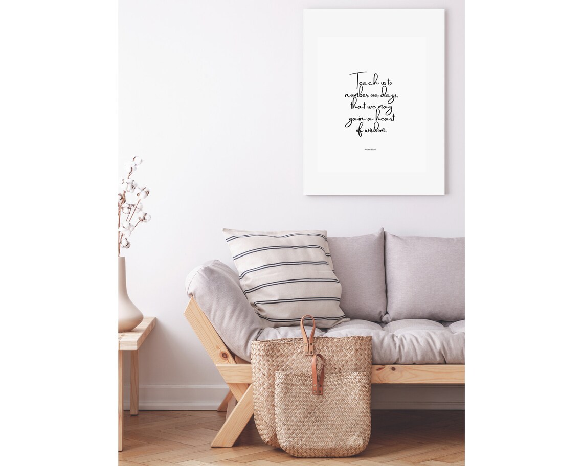 Teach us to number our days Psalm 90:12 Bible Verse Digital | Etsy