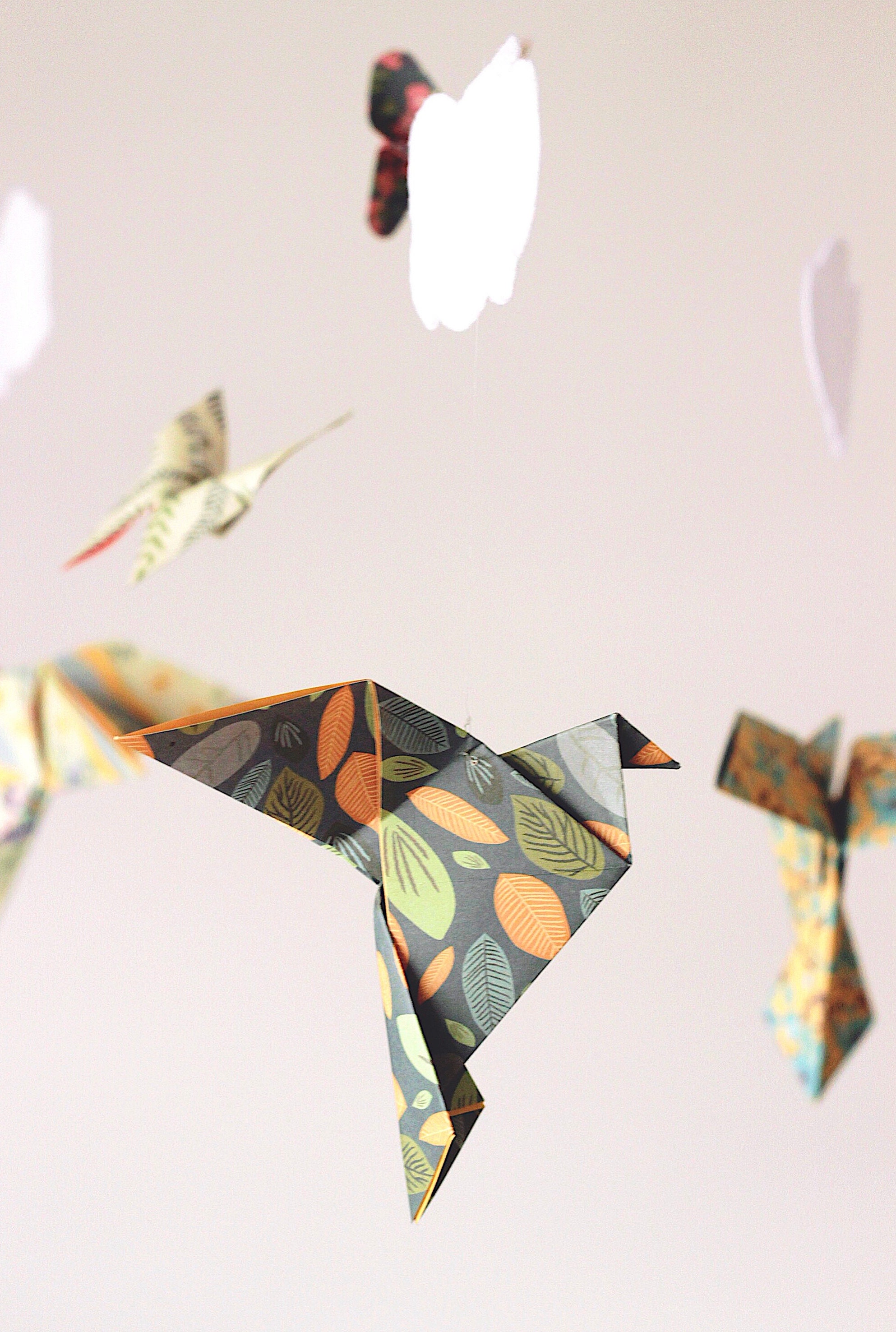Mobile Cross Origamis fly Away: Doves and Butterflies Clouds in Felt - Etsy