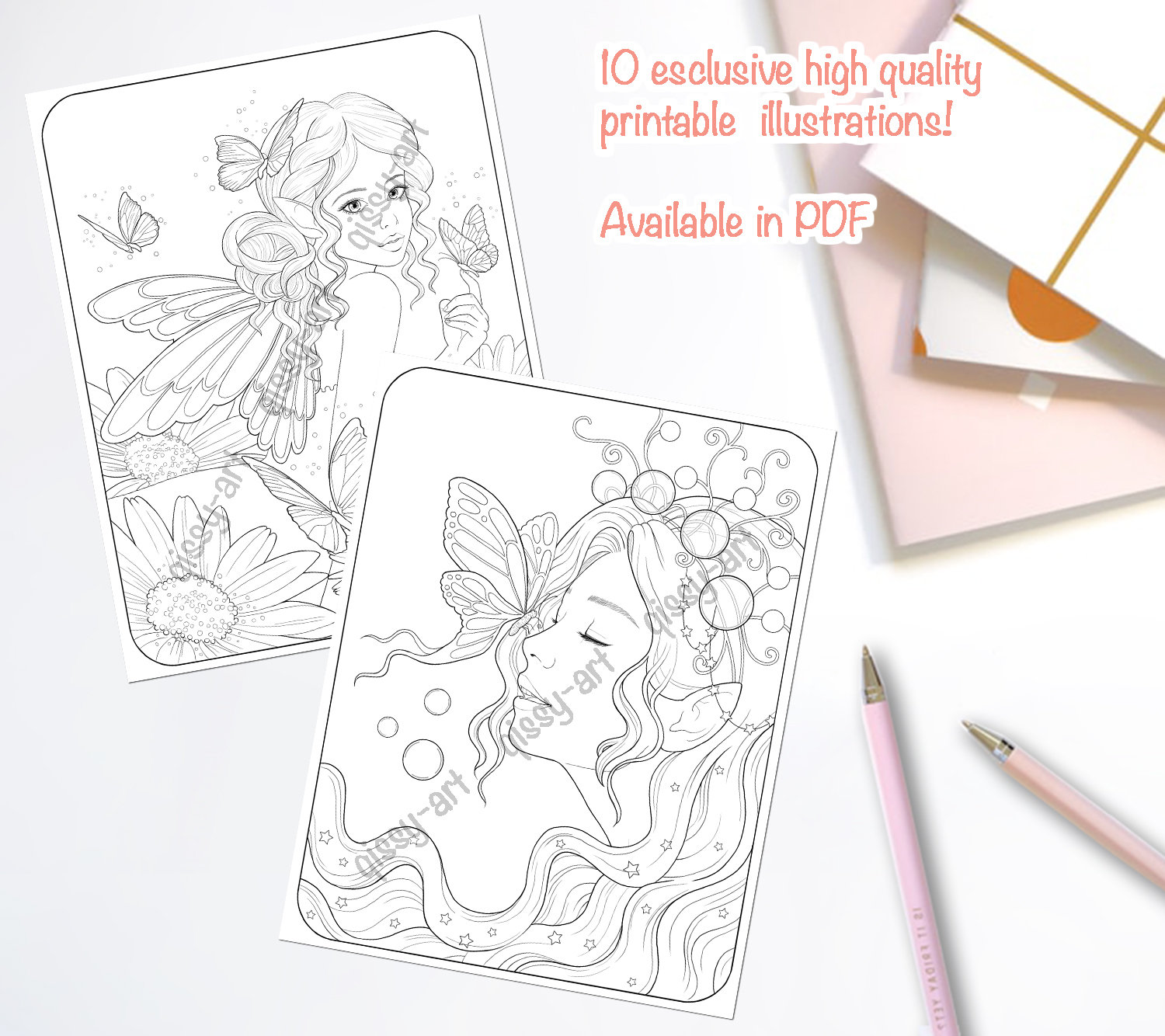 Digital Coloring Book "enchanted Fantasy Girls" | Qissy_art - Etsy