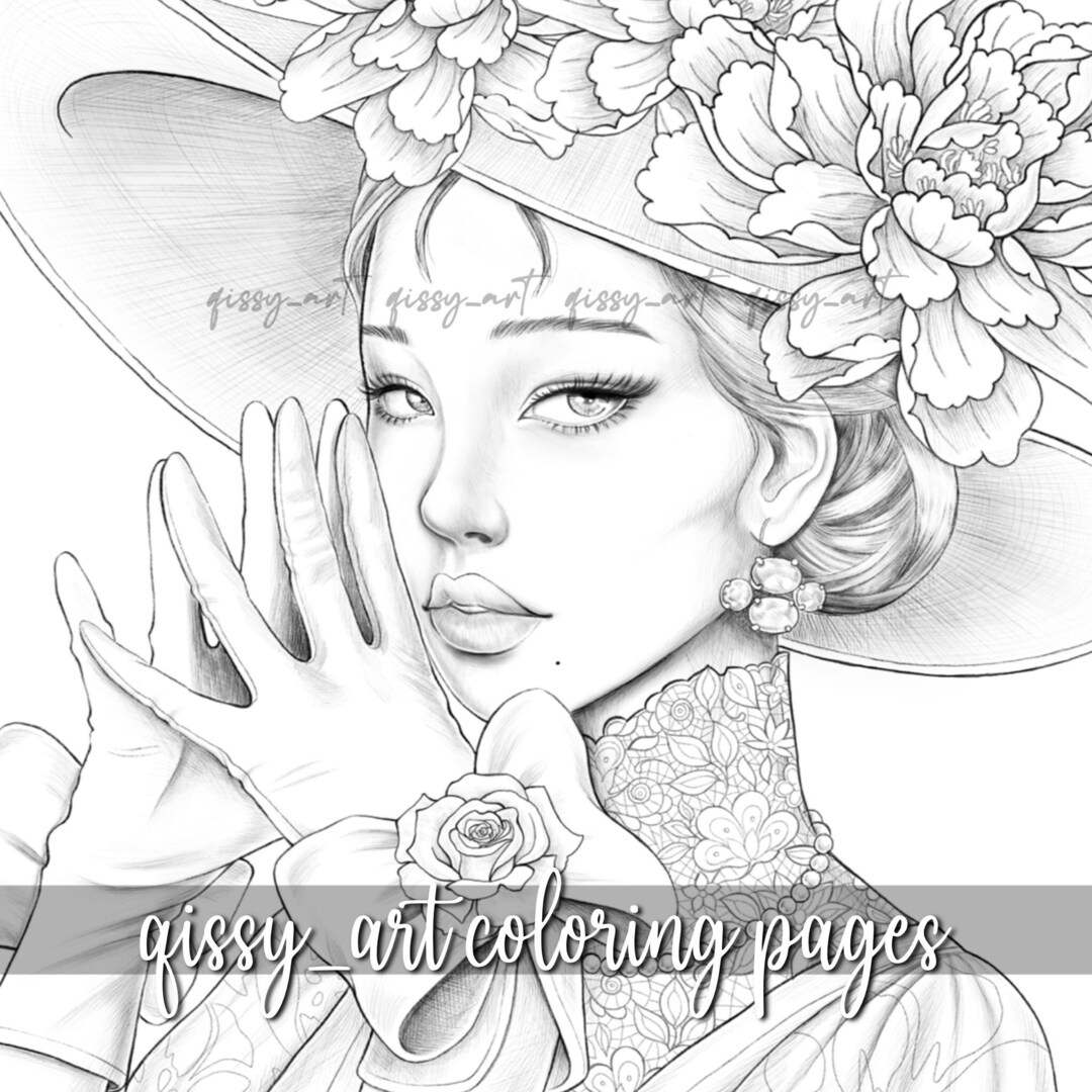 VICTORIAN ELEGANCE Premium Greyscale Digital Coloring Page | Qissy_art ...