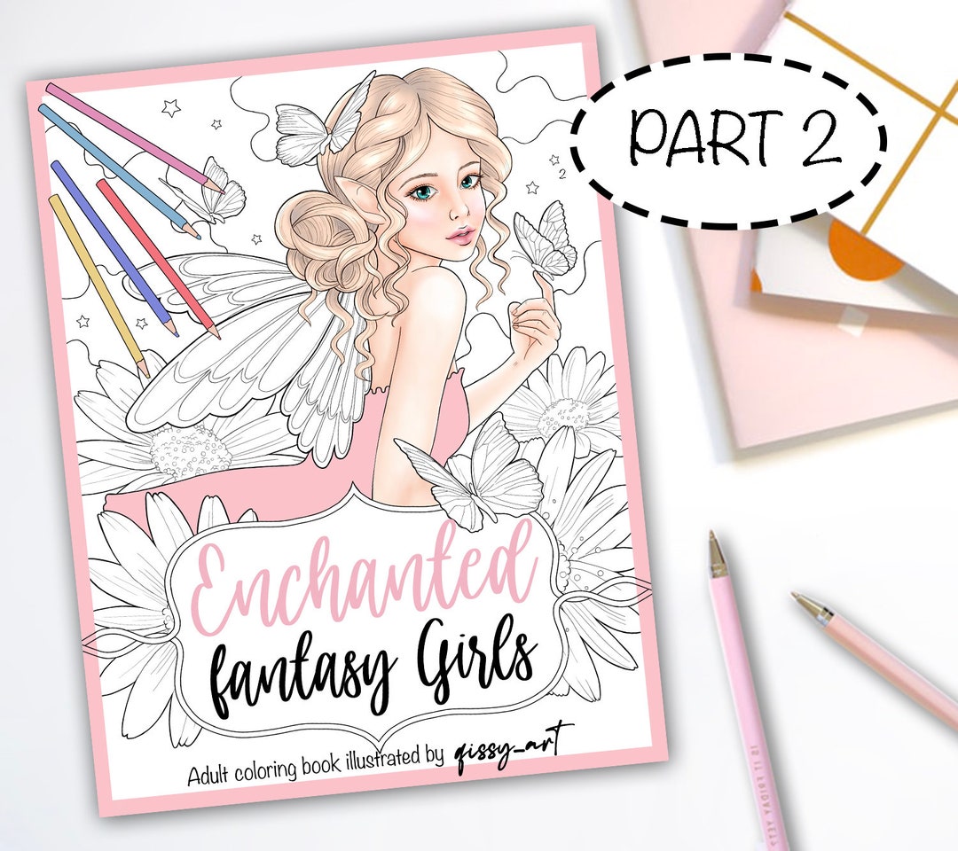 Digital Coloring Book "enchanted Fantasy Girls" - PART 2 | Qissy_art - Etsy