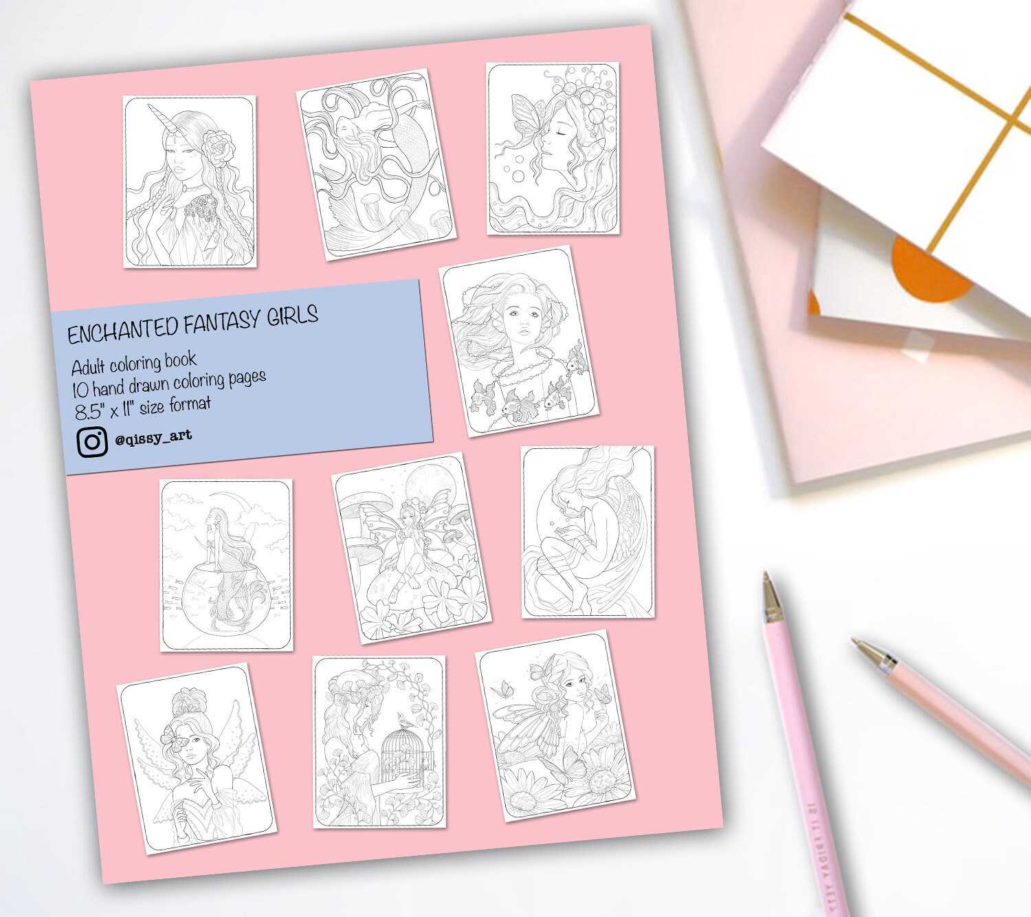 Digital Coloring Book "enchanted Fantasy Girls" | Qissy_art - Etsy