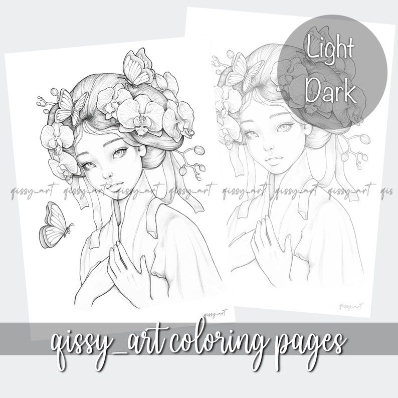 PURE SOUL Premium Greyscale Digital Coloring Page Qissy_art - Etsy