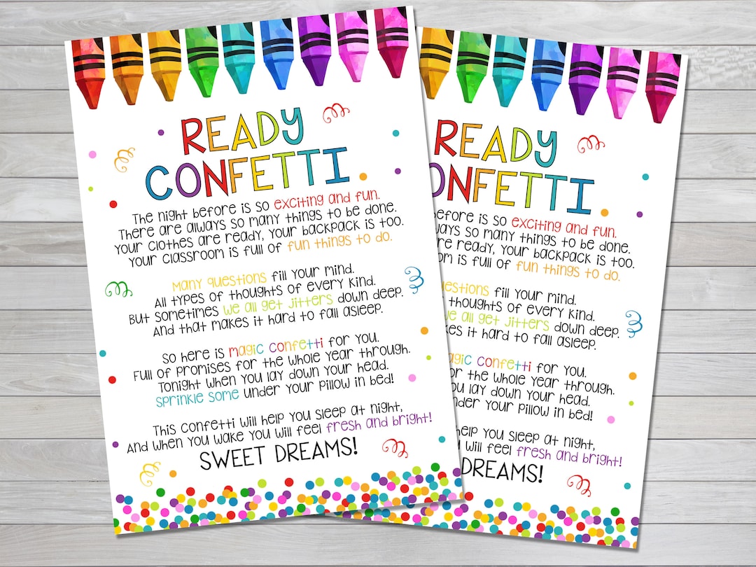 Ready Confetti - Night Before School - First Day of School Tag - Back ...