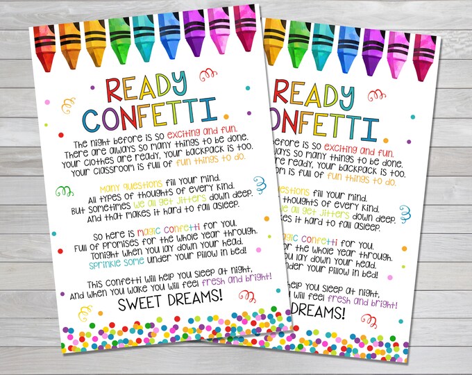 Ready Confetti Night Before School First Day of School Tag Back to ...