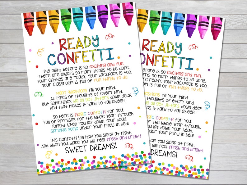 Ready Confetti - Night Before School - First Day of School Tag - Back ...