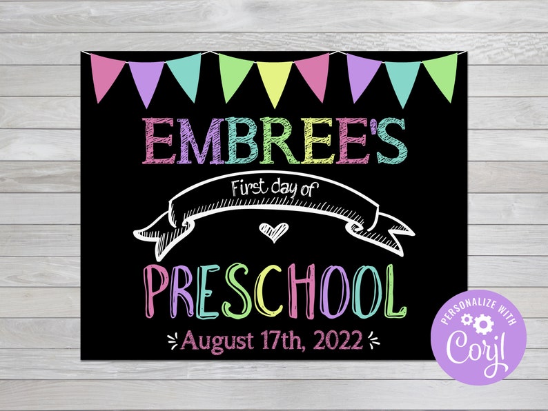Editable First Day of School Poster DIGITAL FILE Printable Pastel Girls ...
