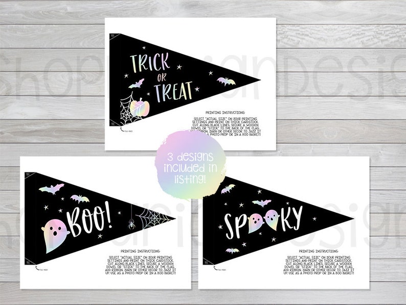 Halloween Pennant Flag, Printable Boo Basket Flags, Halloween Photo ...