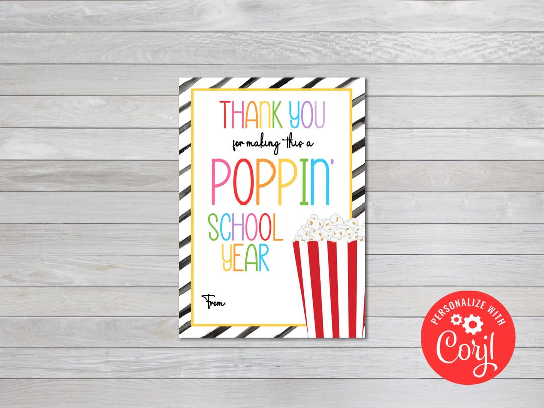 Poppin School Year Printable Tag - Popcorn Printable - End of the Year ...