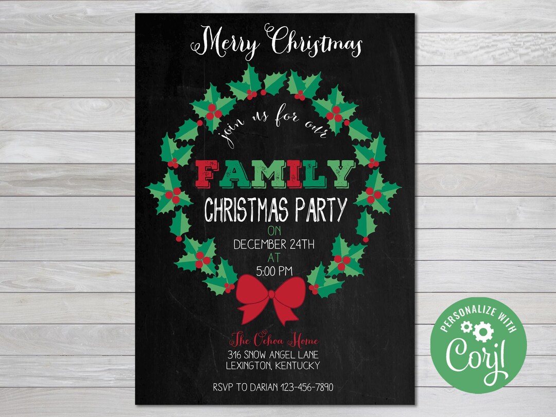 Annual Family Christmas Party Invitation Family Christmas Party Invite ...