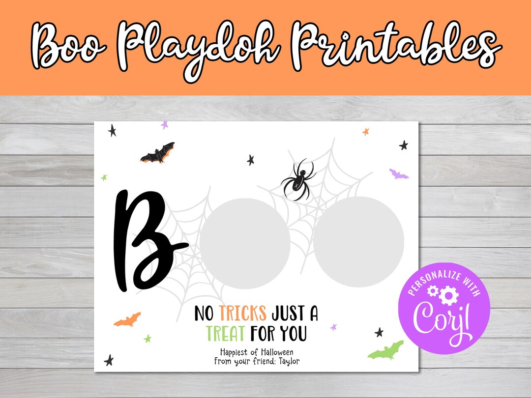 Halloween Play-doh Card - BOO! Halloween Gift Tag - Corjl Template ...