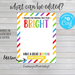 Thank You for Making This Year Bright Tags - Colorful Year Favor Tags ...
