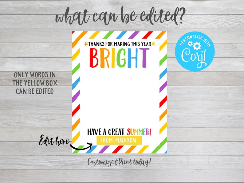 Thank You for Making This Year Bright Tags Colorful Year - Etsy