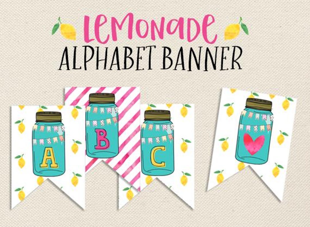 Lemonade Alphabet Birthday Banner, Lemon Birthday Banner, Summer ...