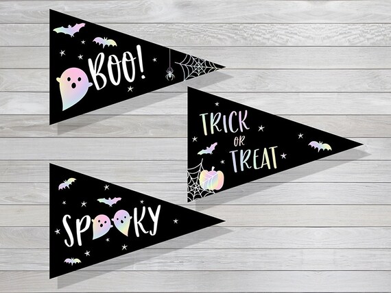 Halloween Pennant Flag Printable Boo Basket Flags Halloween - Etsy