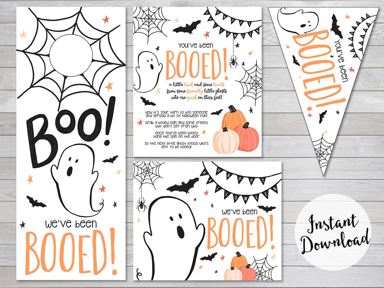 You've Been Boo'd Printable Set, Halloween Trick or Treat, Booed Card ...