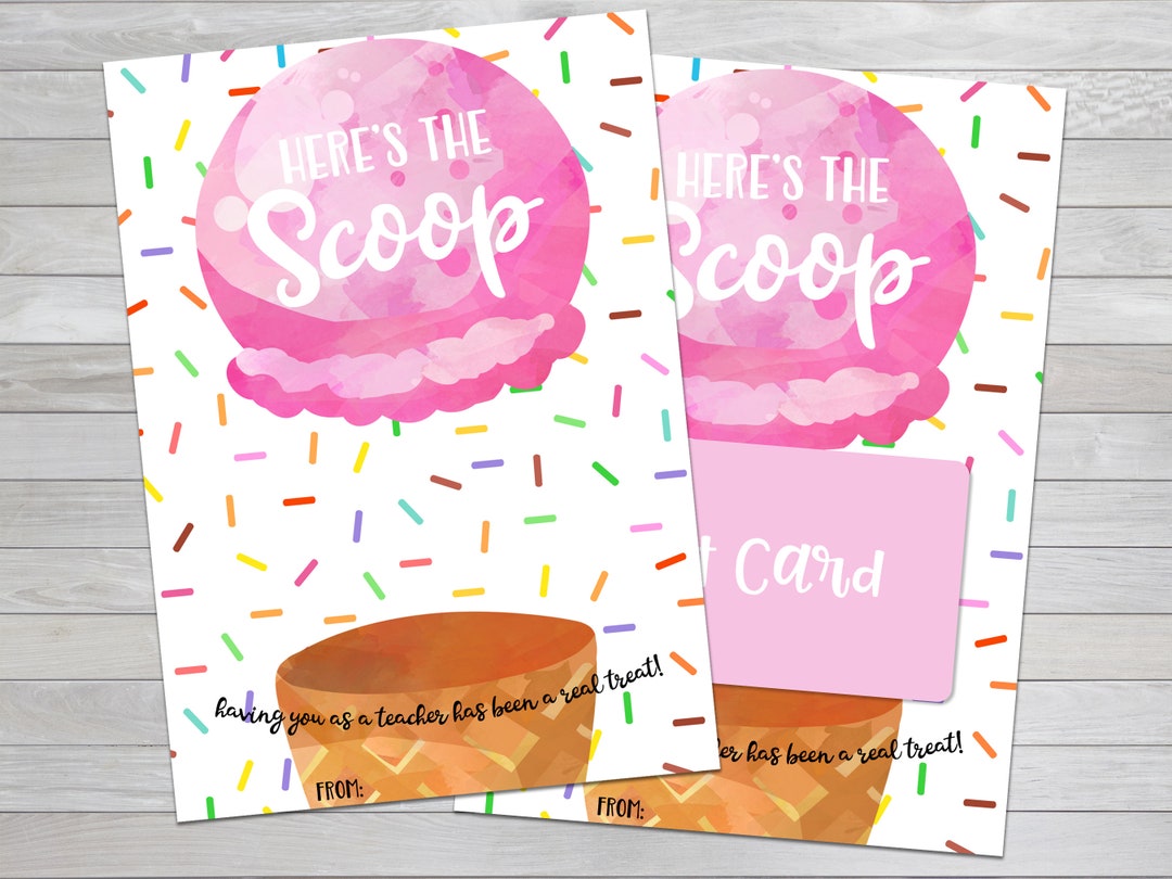 Teacher Gift Card Holder - Ice Cream Gift Card Holder - Teacher Thank ...