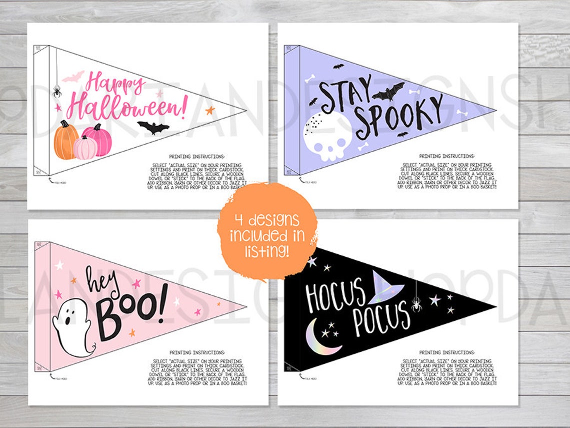 Halloween Pennant Flag, Printable Boo Basket Flags, Halloween Photo ...