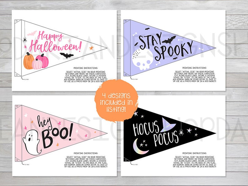 Halloween Pennant Flag, Printable Boo Basket Flags, Halloween Photo ...