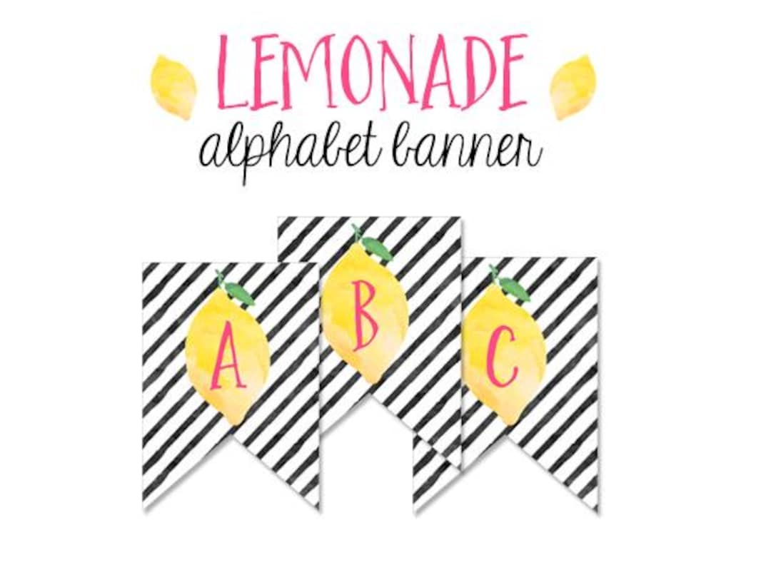 Lemonade Alphabet Birthday Banner, Lemon Birthday Banner, Summer ...